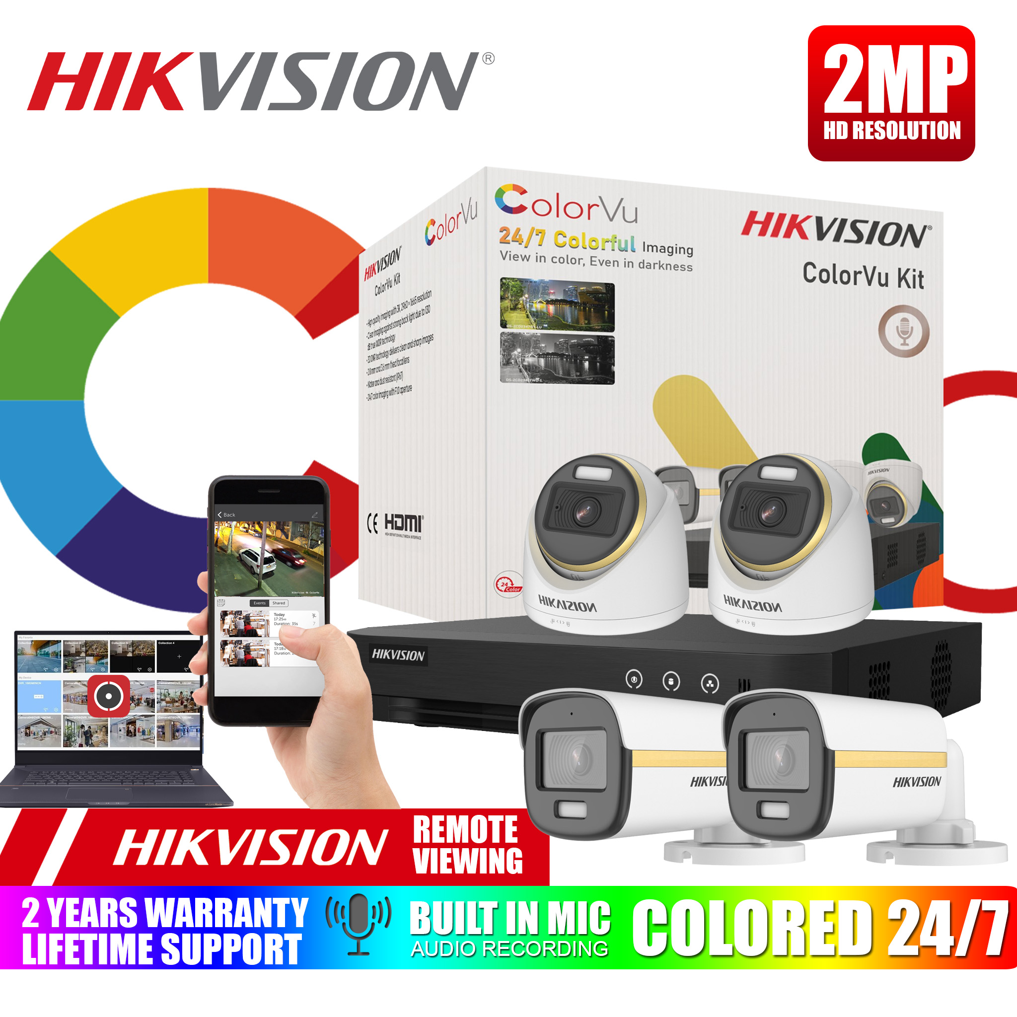 [BEST SELLER] Hikvision 2MP Colorvu 24/7 CCTV Package with mobile ...