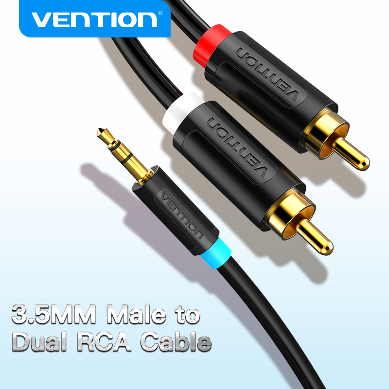 Vention 3.5mm Audio Jack to 2 RCA Male Cable HiFi 3.5mm Male to 2 Male ...