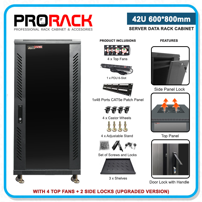 PRORACK 42U 600x800mm Server Data Rack Cabinet (For Self-Assembly ...