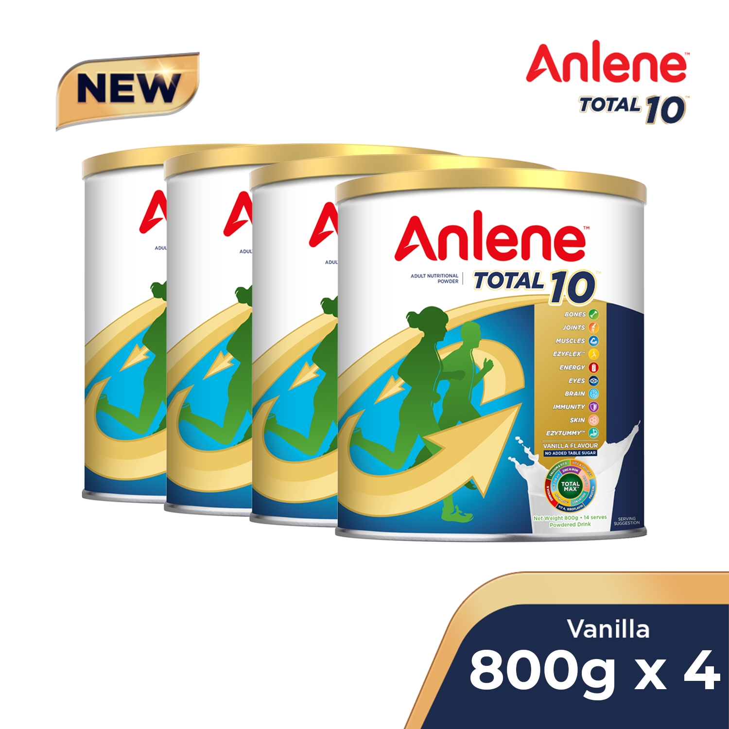 Anlene Total 10 Adult Milk Powder Plain 800g x4 | Lazada PH