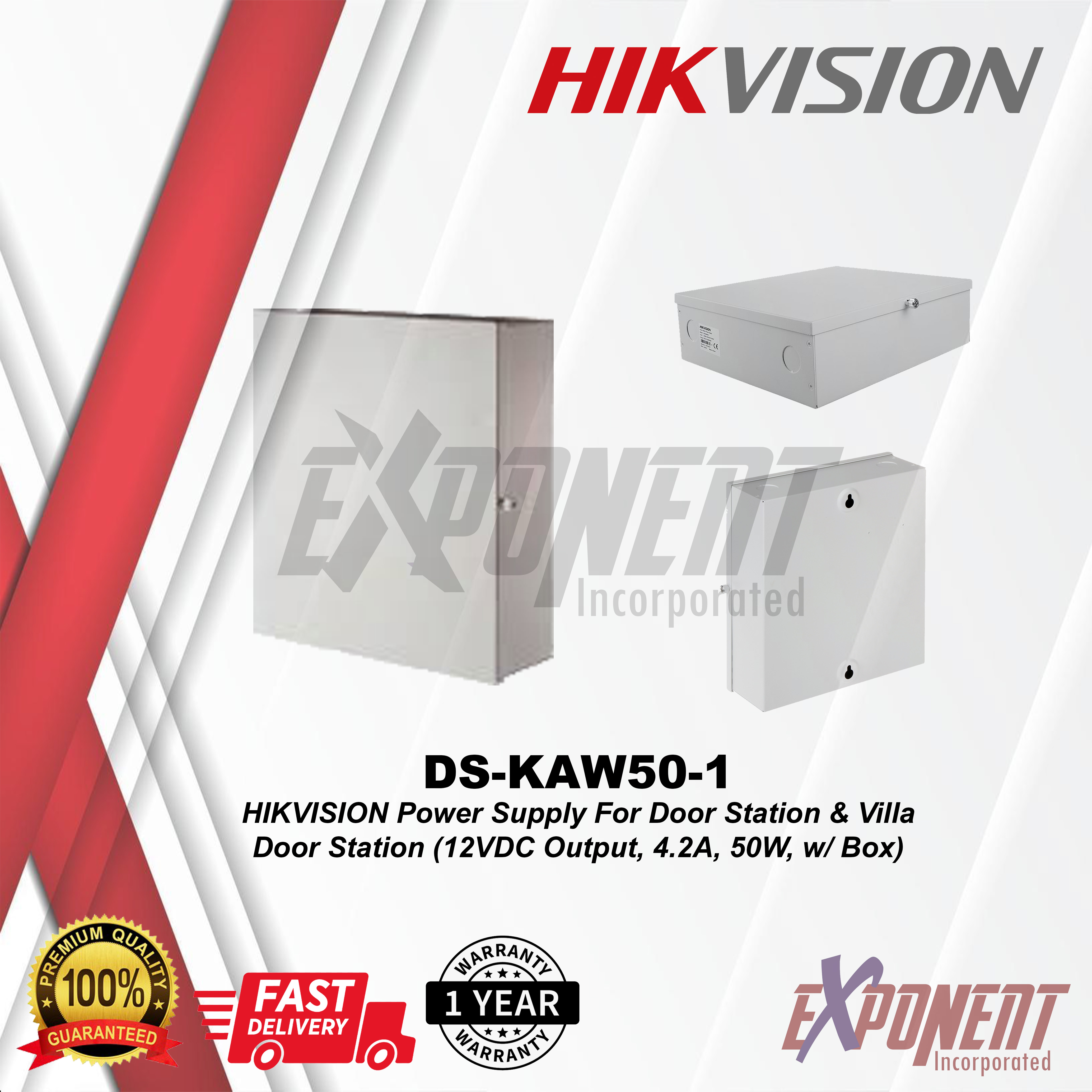 DS-KAW50-1 - HIKVISION Power Supply For Door Station & Villa Door Station (12VDC Output, 4.2A ...