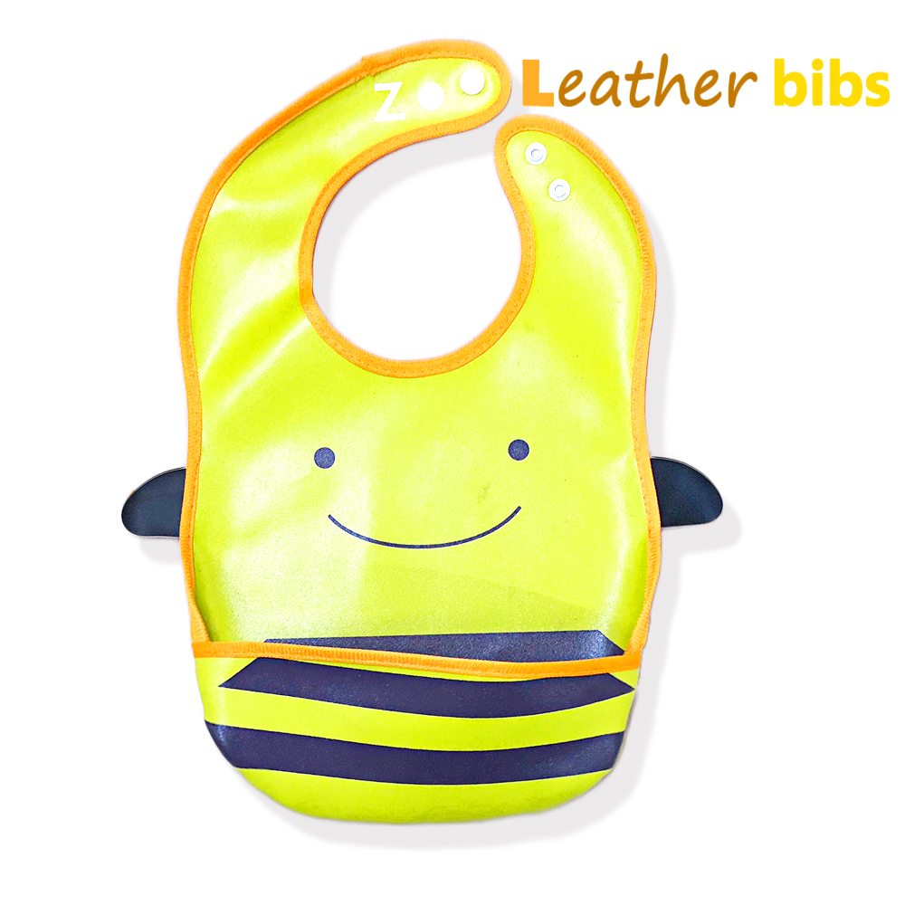Coolbi Kids Leather Bib Honey Bee baby bib Fun Zoo Button Lock Bib ...