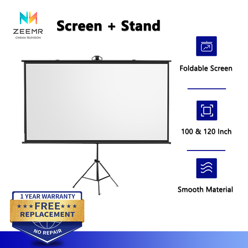 [Upgraded] ZEEMR Projector Screen 100/120 Inch HD Vivid Color Better ...