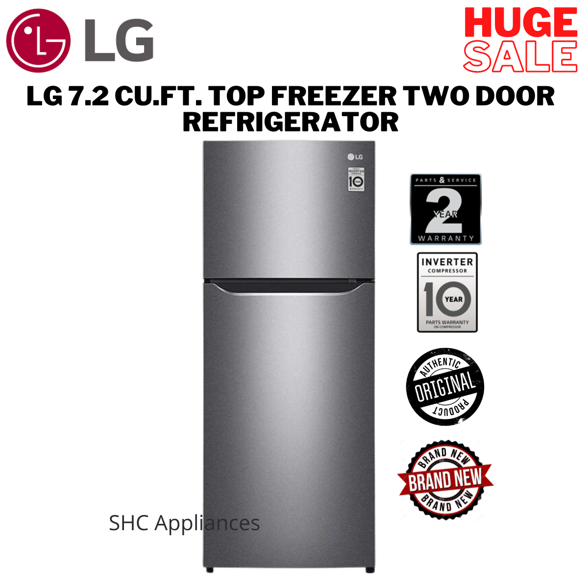 LG GRB202SQBB 7.2 cu.ft. Top Freezer Two Door Refrigerator | Lazada PH