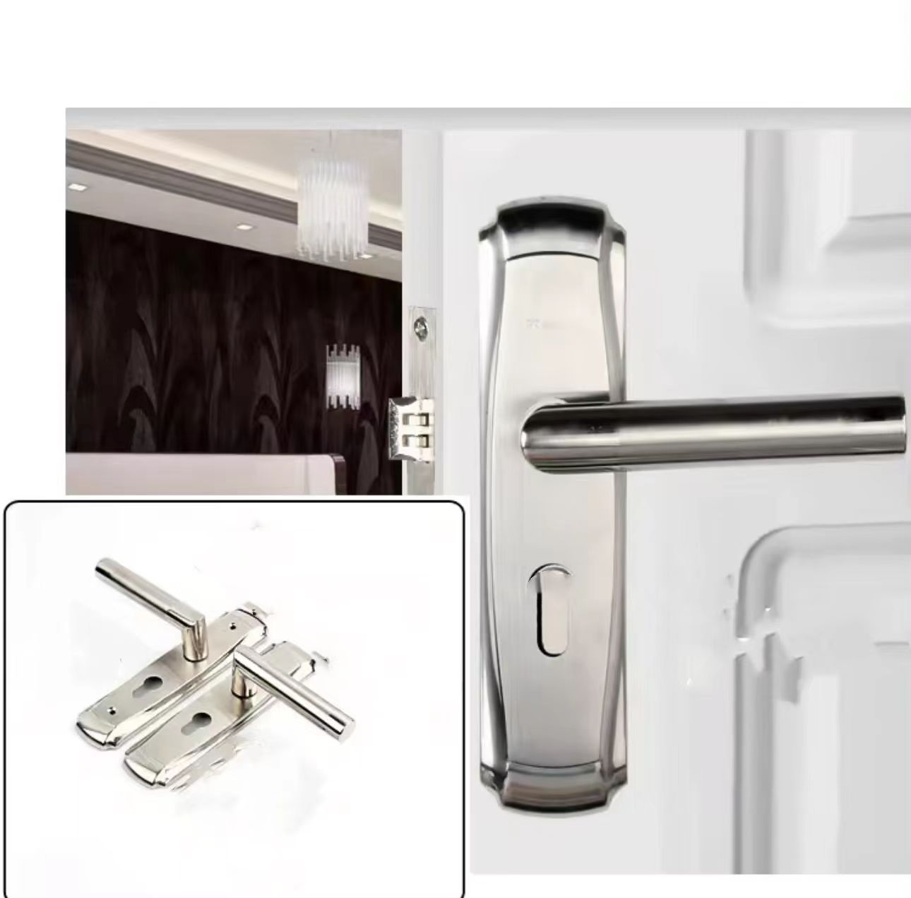 NEW TYPE Durable Door ********* Handle Lock Cylinder Front Back Lever ...