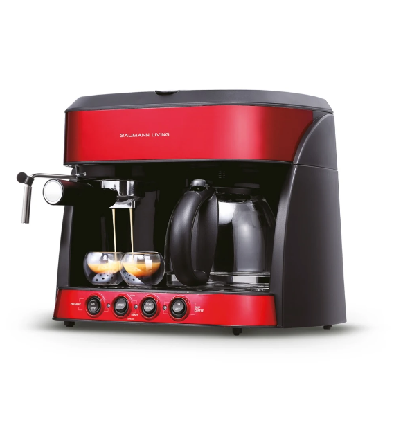 Baumann 2-in-1 Espresso & Drip Coffee Machine with Milk Frother ...