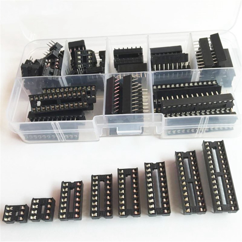 66Pcs DIP IC Sockets Adaptor Solder Type Socket Kit 6,8,14,16,18,20,24 ...