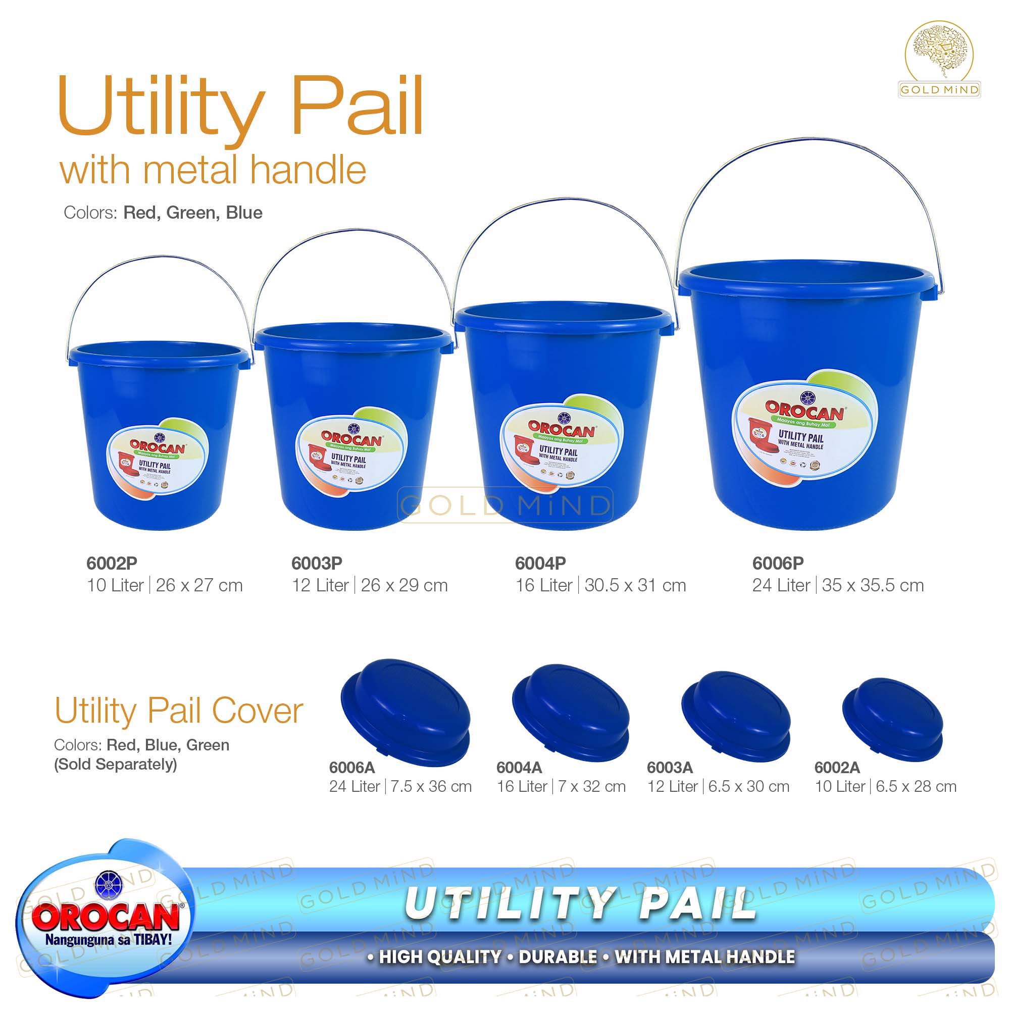 Orocan Utility Pail / Timba, Lid / Takip (10 Liters,12 Liters, 16 ...