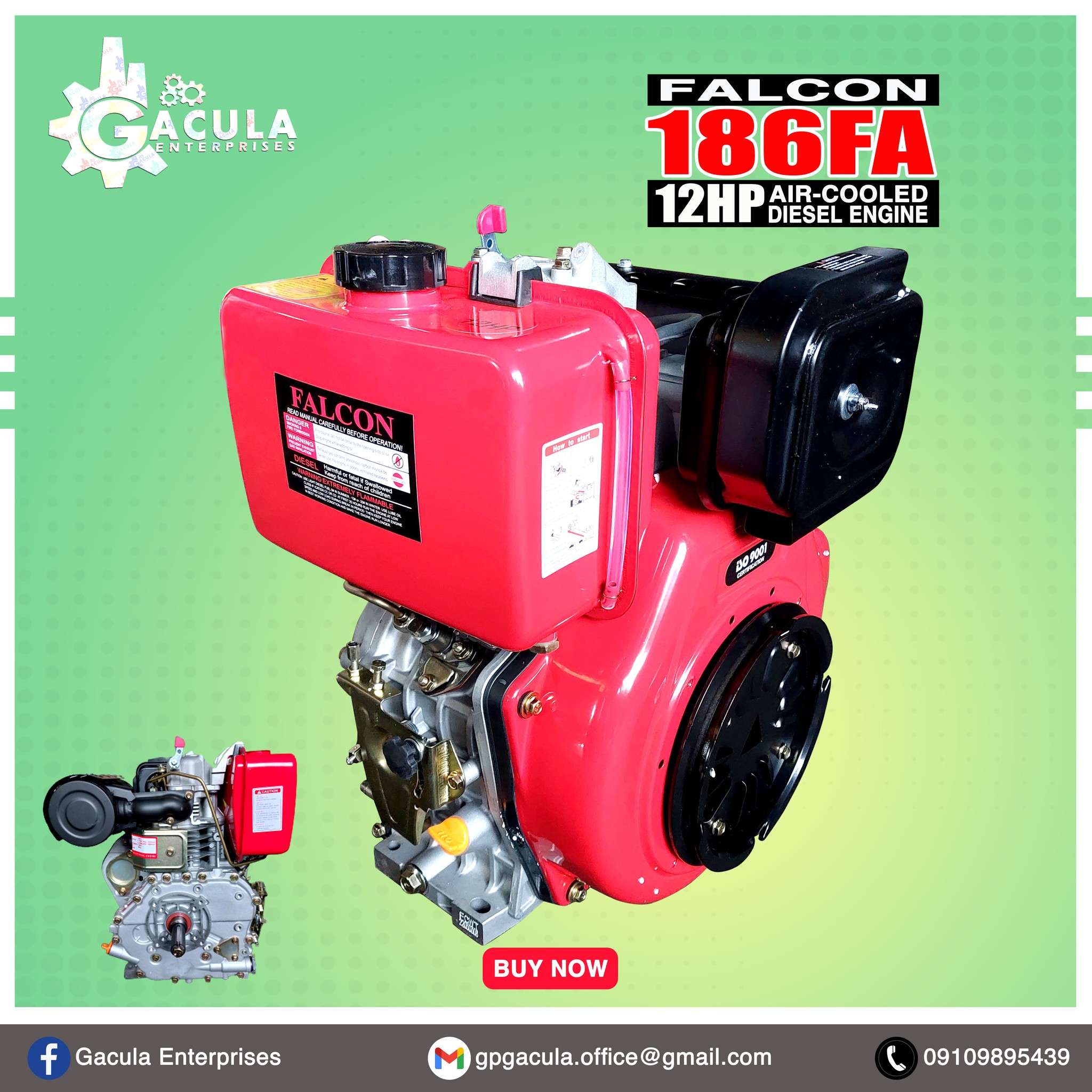 High Speed Air Cooled Diesel Engine 12hp 186FA By Falcon | Lazada PH