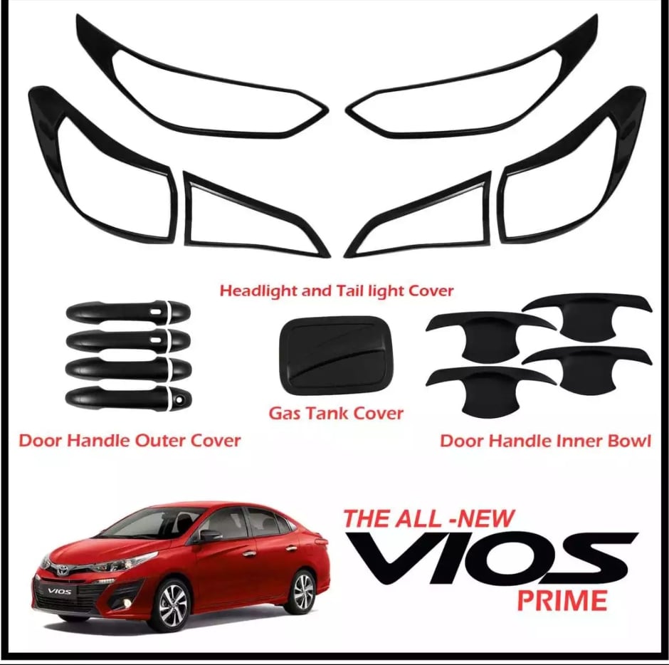 Toyota Vios Gen 4 Matte Black Garnish Combo Set Cover (2019-2021 ...