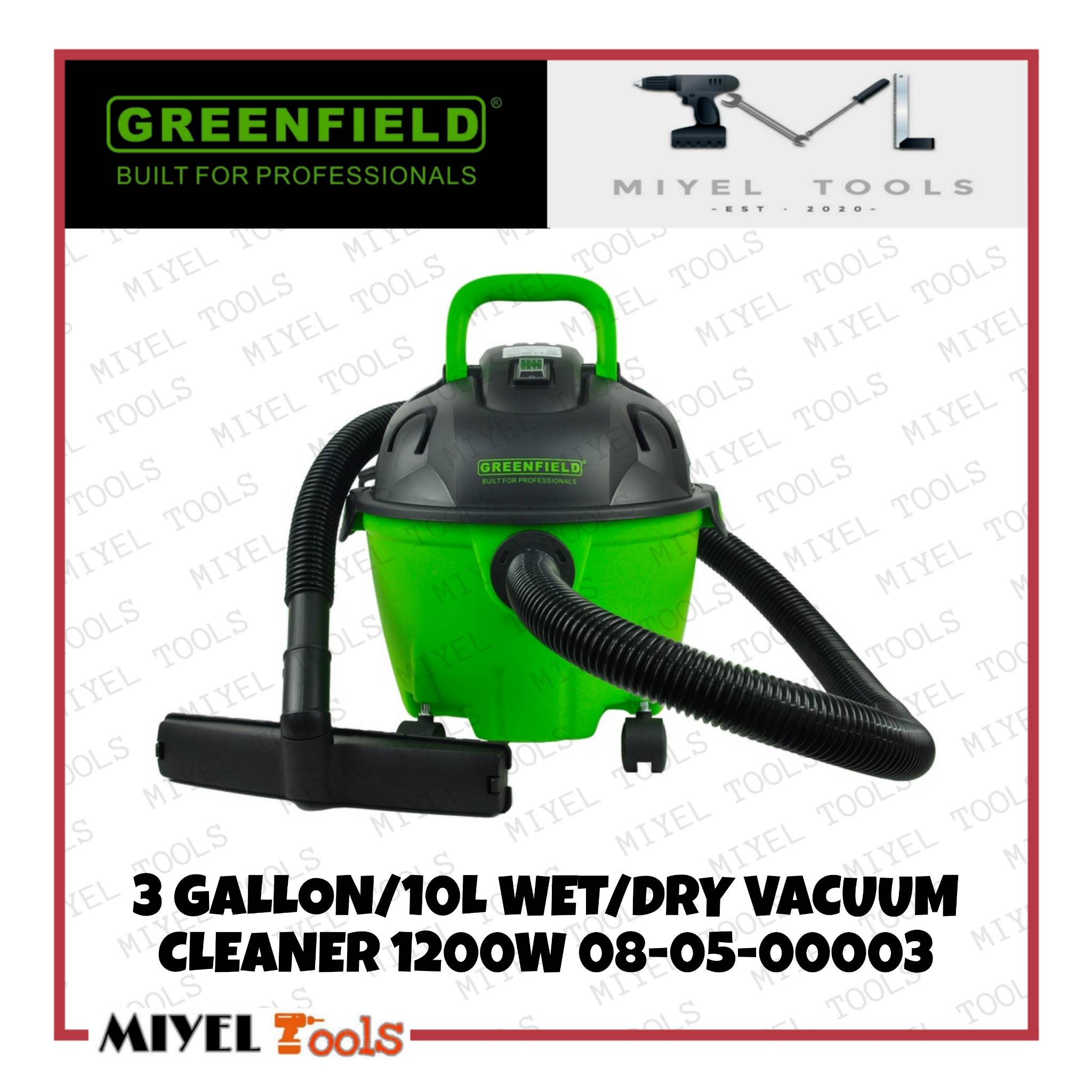 GREENFIELD 3 Gallon 10L Wet/Dry Vacuum Cleaner 1200W 08-05-00003 ...