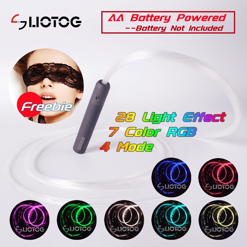 LIOTOG Rechargeable1.8M LED Fiber Optic Whip Light Pixel Whip Light Multicolor RGB Flashing LED ...