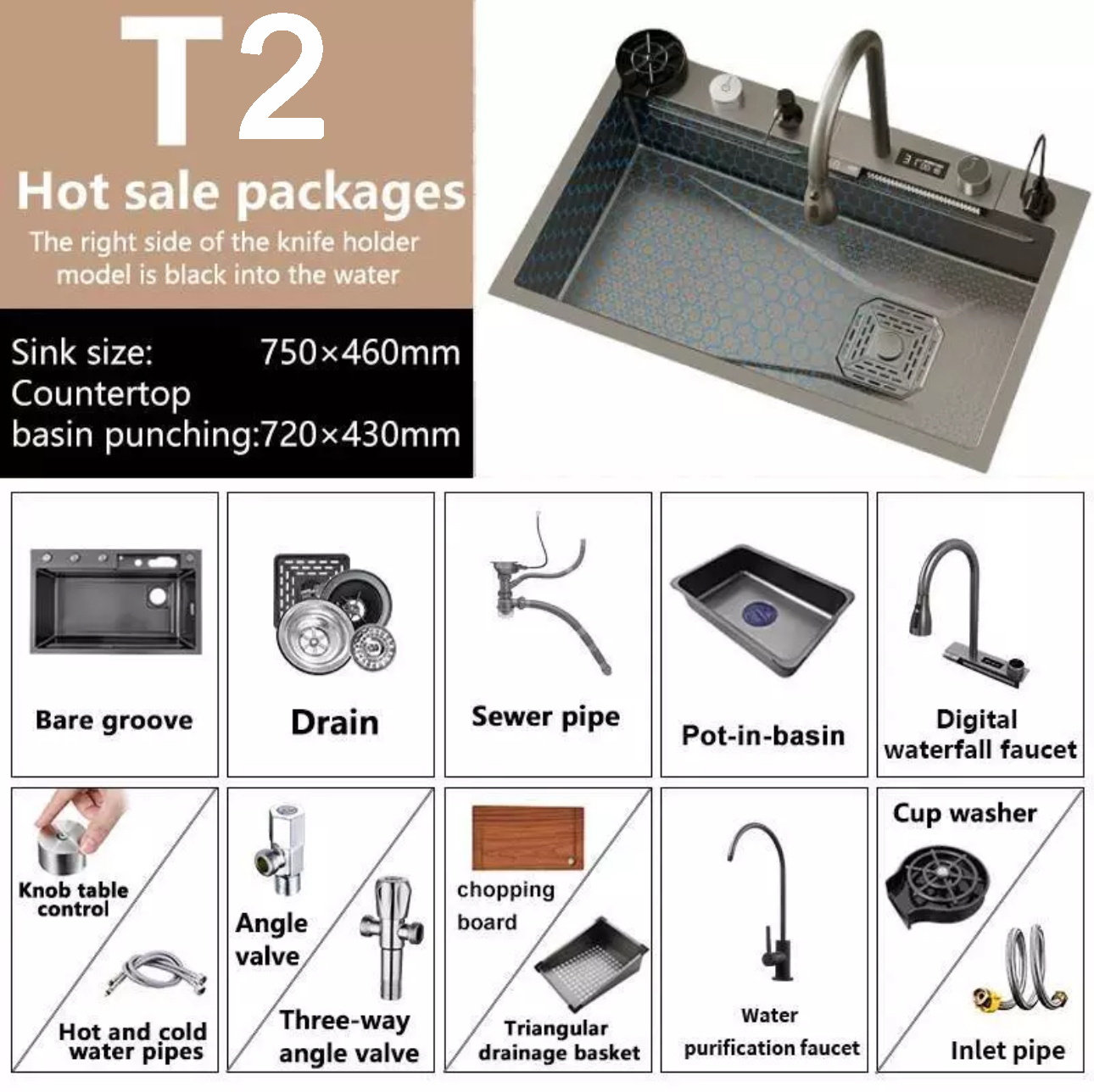 Digital Display Stainless Kitchen Sink heavy duty lababo kitchen sink ...