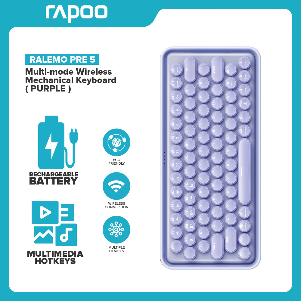 Rapoo Ralemo Pre 5 Multi-mode Wireless Rechargeable Keyboard 2.4G and ...