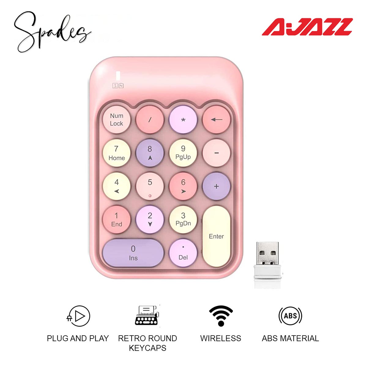 Ajazz AK18 Numeric Pad 2.4G Wireless Numpad 18-Key Retro Typewriter ...