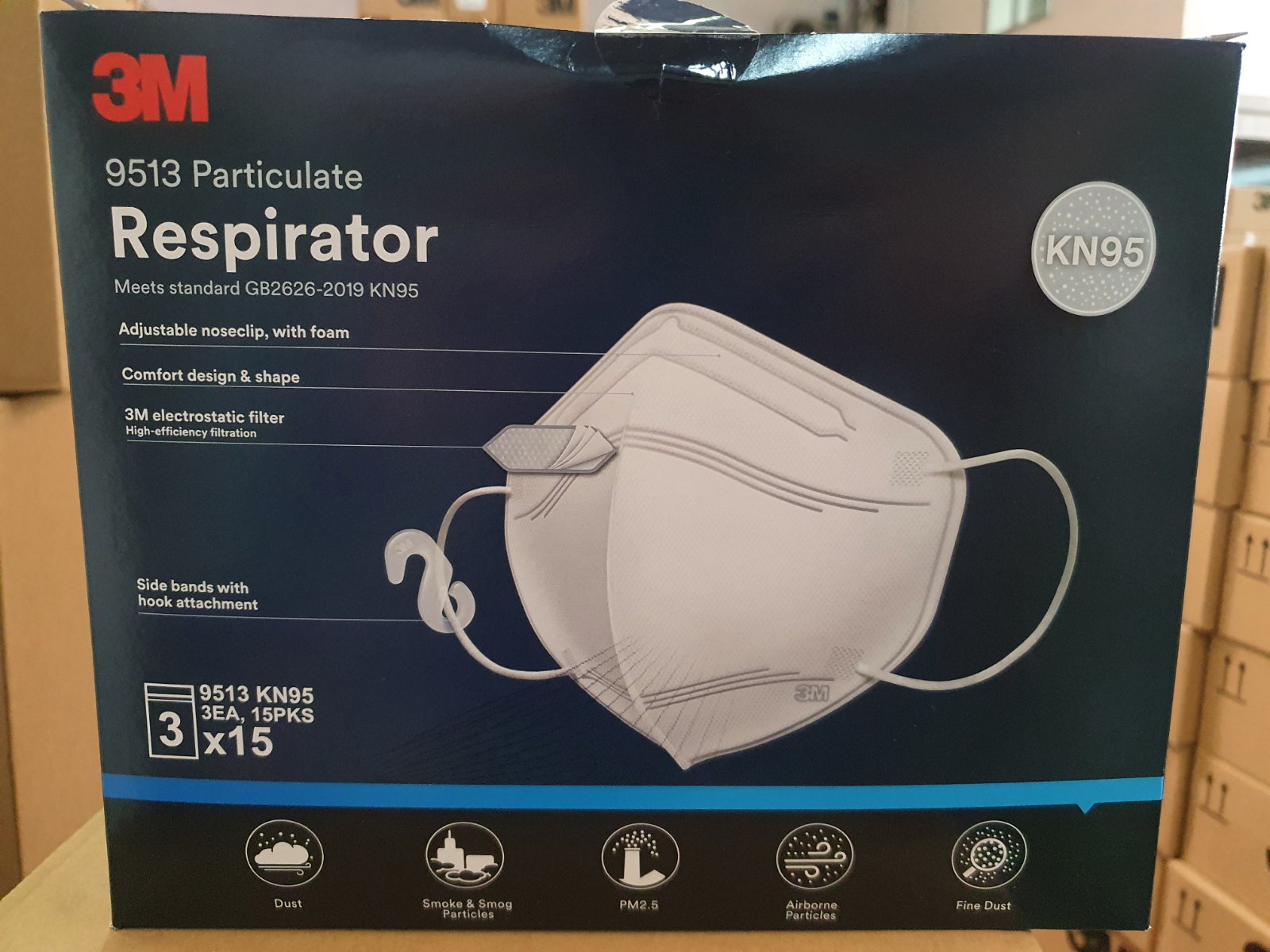 3M KN95 Particulate Respirator 15 packs 45 pcs masks total packed in 3 ...