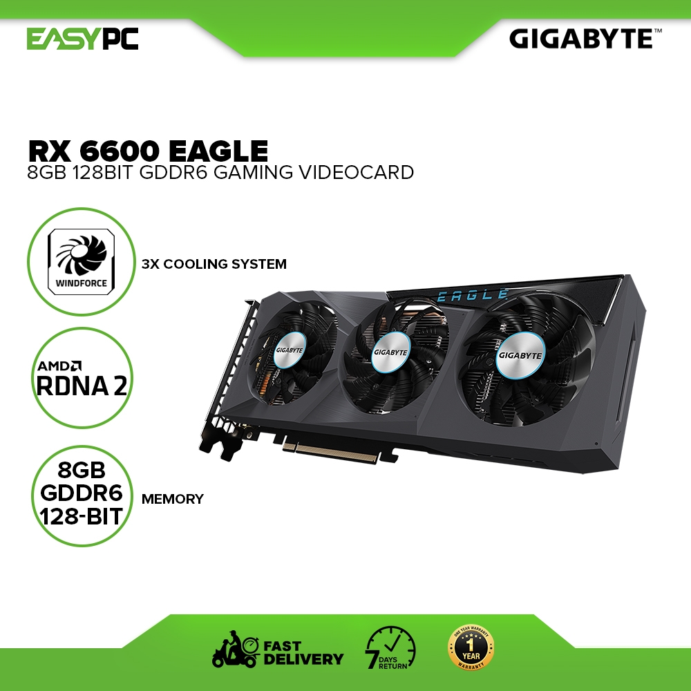EasyPC | Gigabyte Rx 6600 Eagle GV-R66EAGLE-8GD 8gb 128bit GDdr6 Gaming ...
