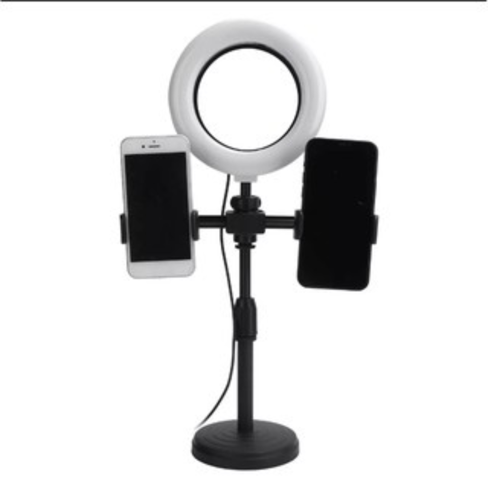 Dual Mobile Phone live stand with 3 different color fill lights beauty ...
