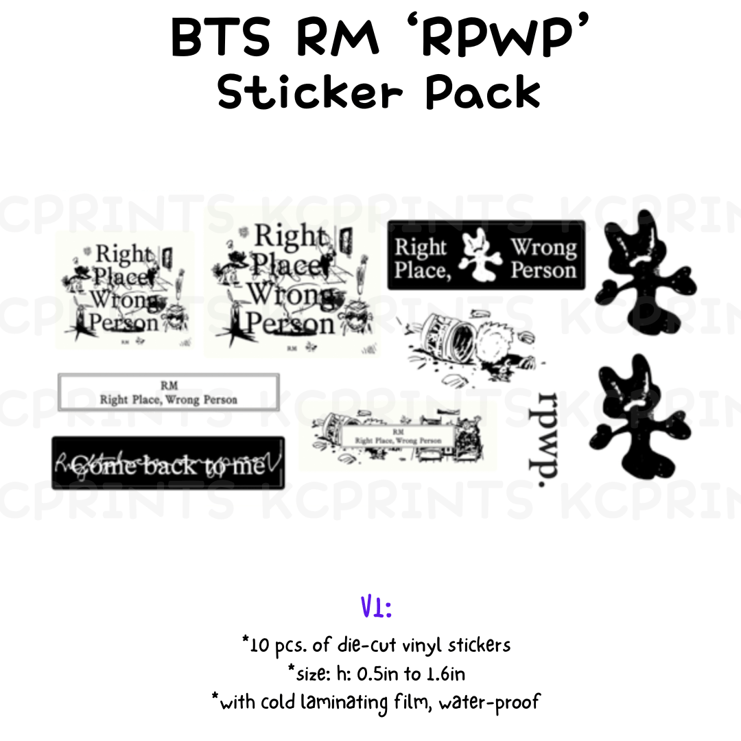 BTS RM Right Place Wrong Person RPWP Sticker Pack Fanmade Waterproof ...