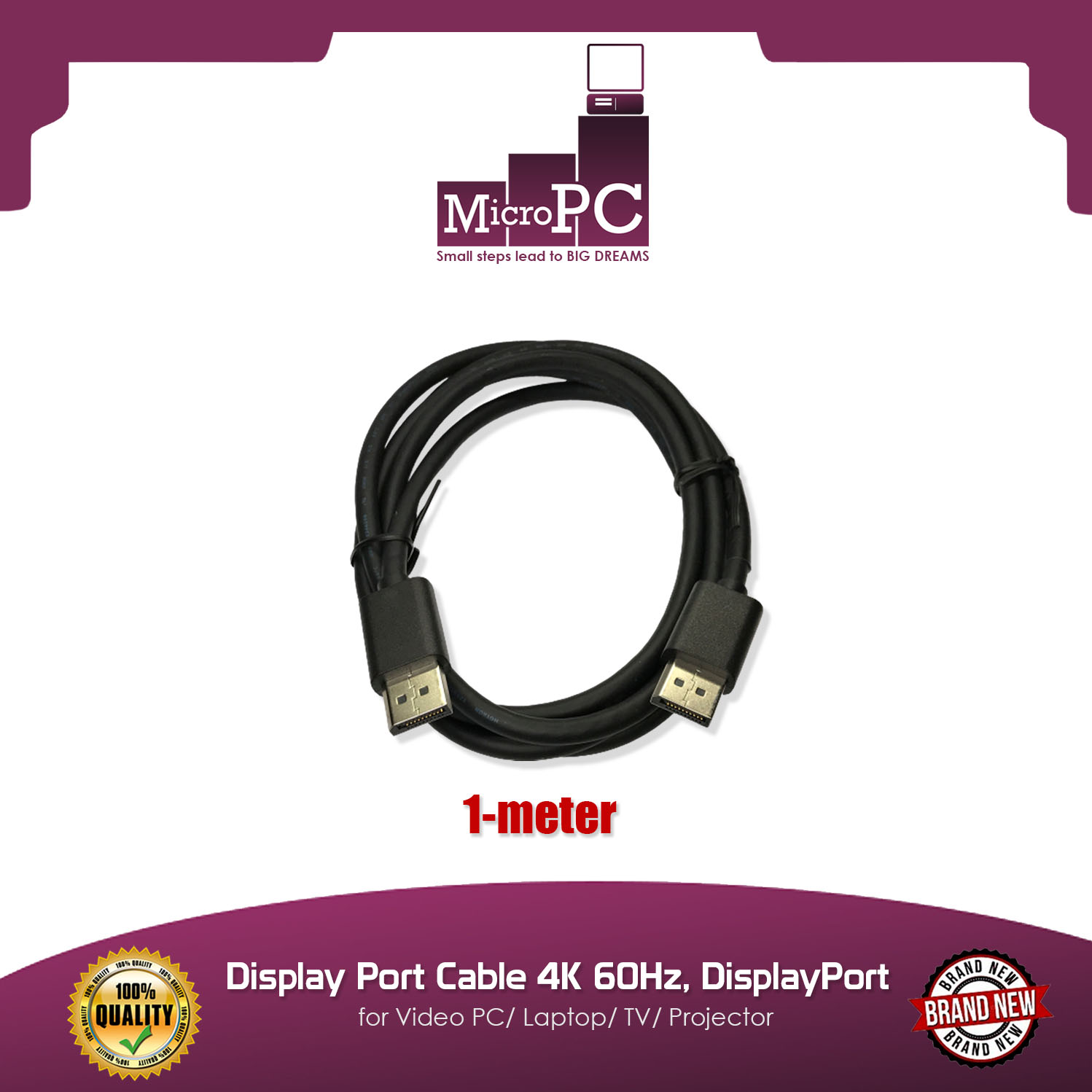 Display Port Cable 4K 60Hz, DisplayPort for Video PC/ Laptop/ TV ...