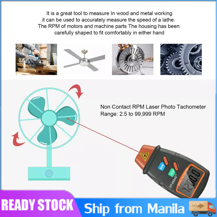 Speed Gauge Tach Laser Tachometer Non Contact Laser Photo Tachometer ...