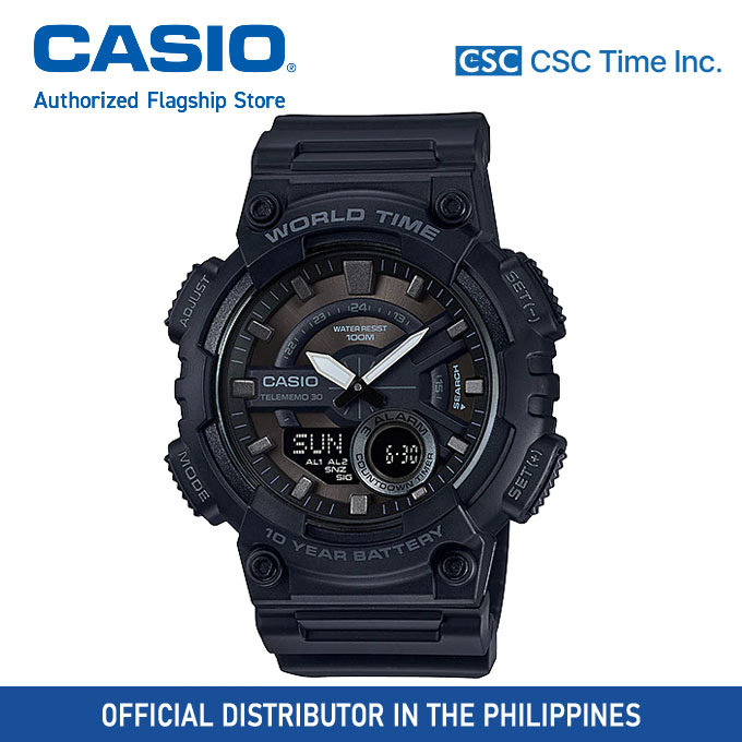 Casio AEQ-110W-1BVDF Black Resin Strap Analog-Digital Watch | Lazada PH
