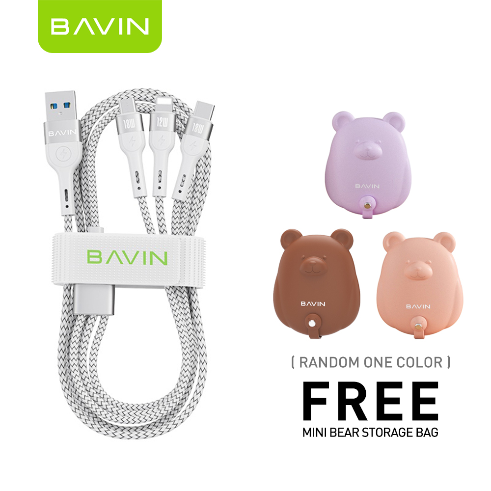 BAVIN CB236-3 3 in 1 Fast Charging Braided Cable 18W, 12W High Density ...