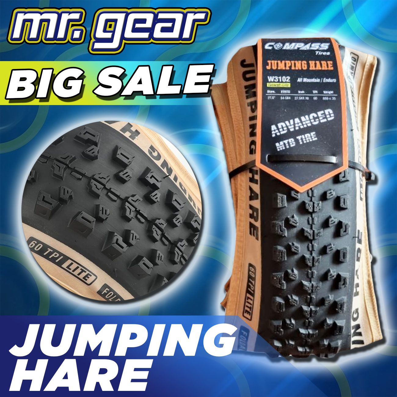 Compass Jumping Hare Folding Tire 29" MTB Gravel Bike Skinwall Tanwall ...