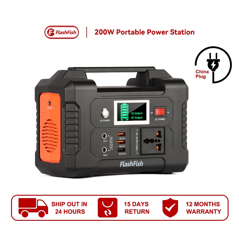 FlashFish 220V 200W Power Station 40800mAh Multi-Function Portable Big ...