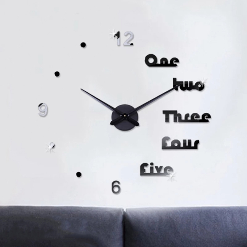 Acrylic DIY Analog 3D Modern Wall Clock Sticker Large Number Wall Clock ...