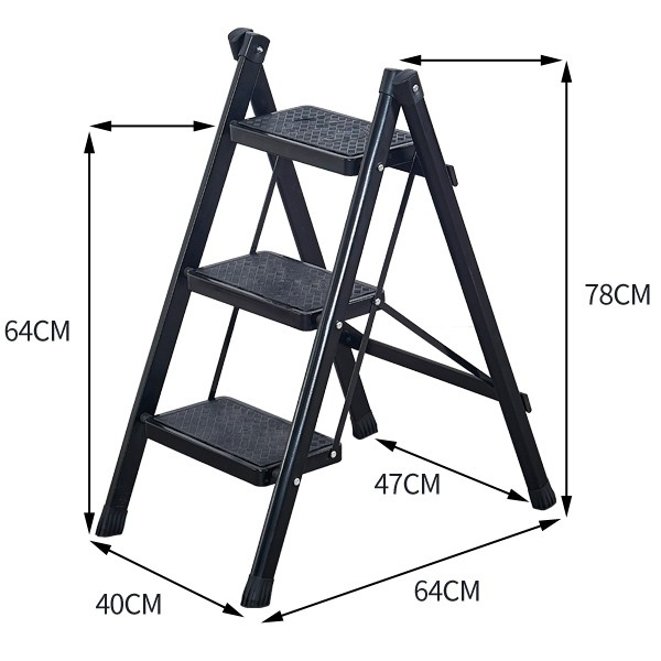 Folding four-step ladder household portable sturdy non-slip lightweight ...