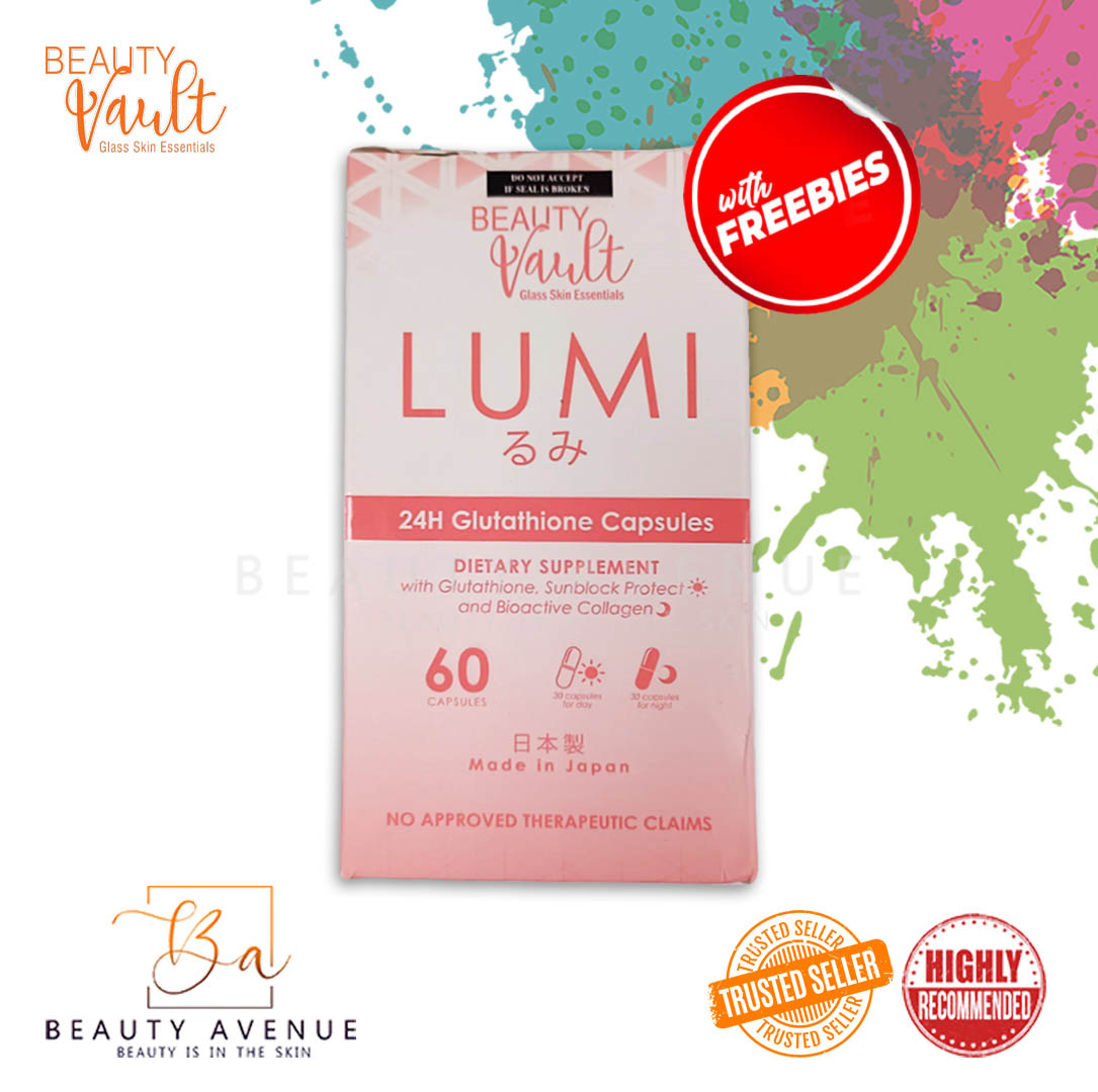 Lumi 24H Glutathione Capsules by Beauty Vault 60 capsules (with freebies) | Lazada PH