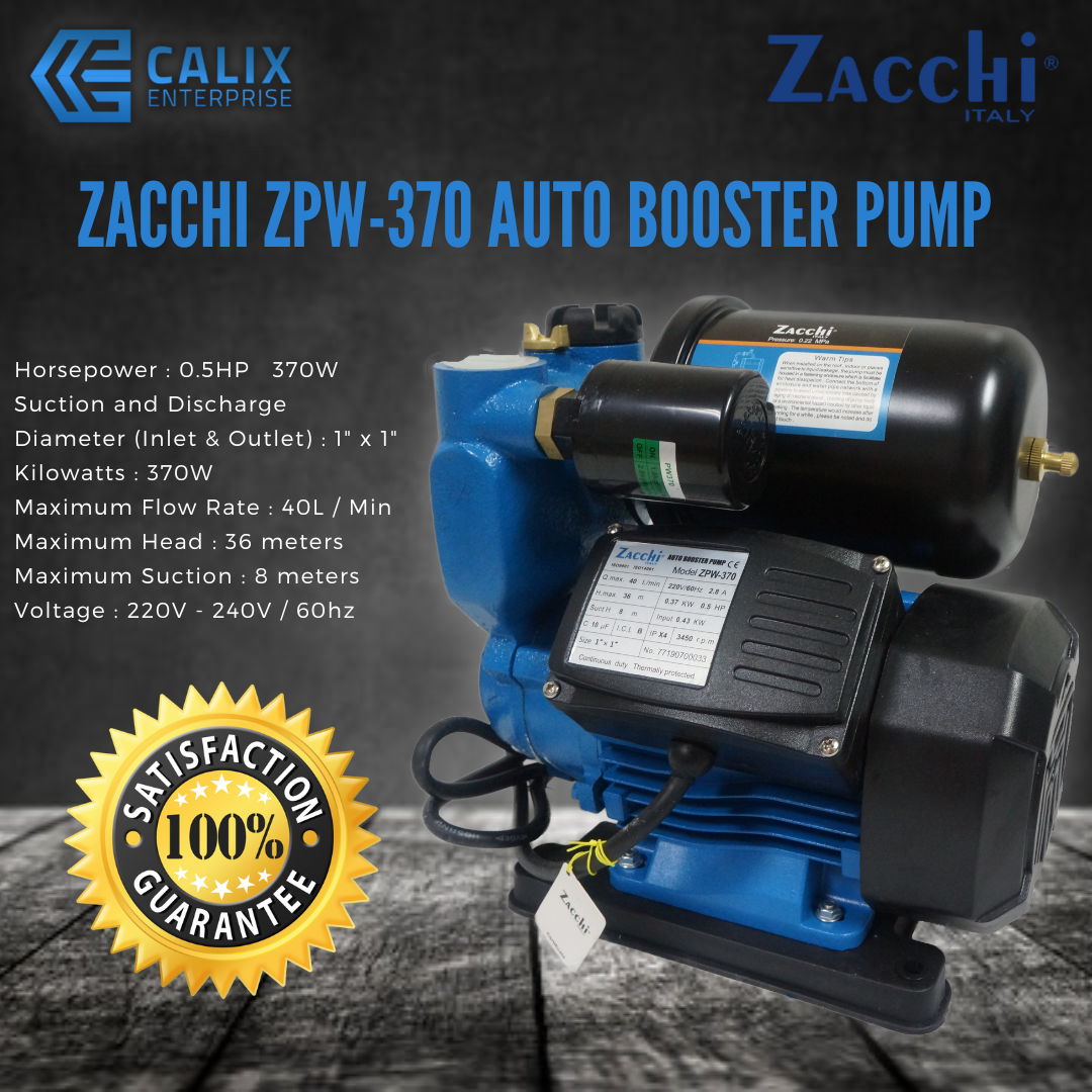 ZACCHI ZPW370 0.5HP Auto Booster Pump | Lazada PH