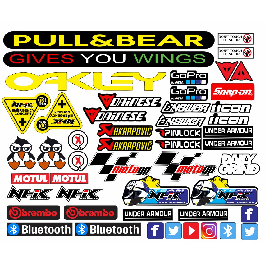 Helmet visor Decals, KYT, AGV, LEV3, EVO, LS2, SPYDER, HJC, NHK, SEC ...