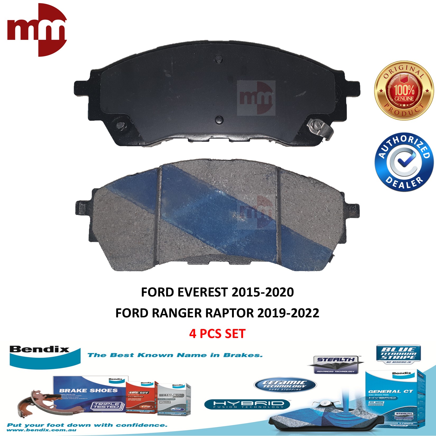 BENDIX GCT Brake Pads for FORD EVEREST 2015-2020 / FORD RANGER RAPTOR ...