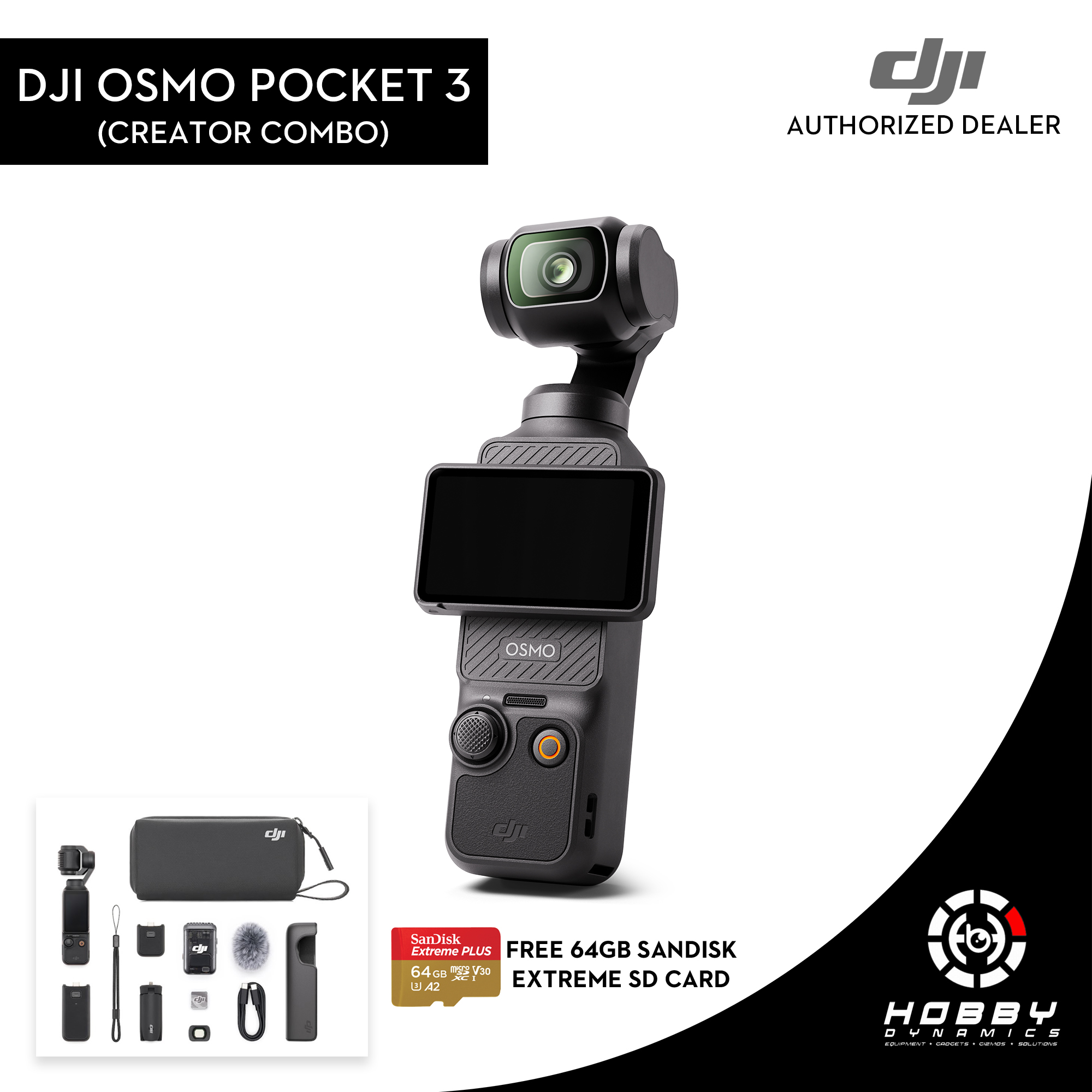 DJI Osmo Pocket 3 (Creator Combo) with FREE Sandisk 64GB Extreme SD ...