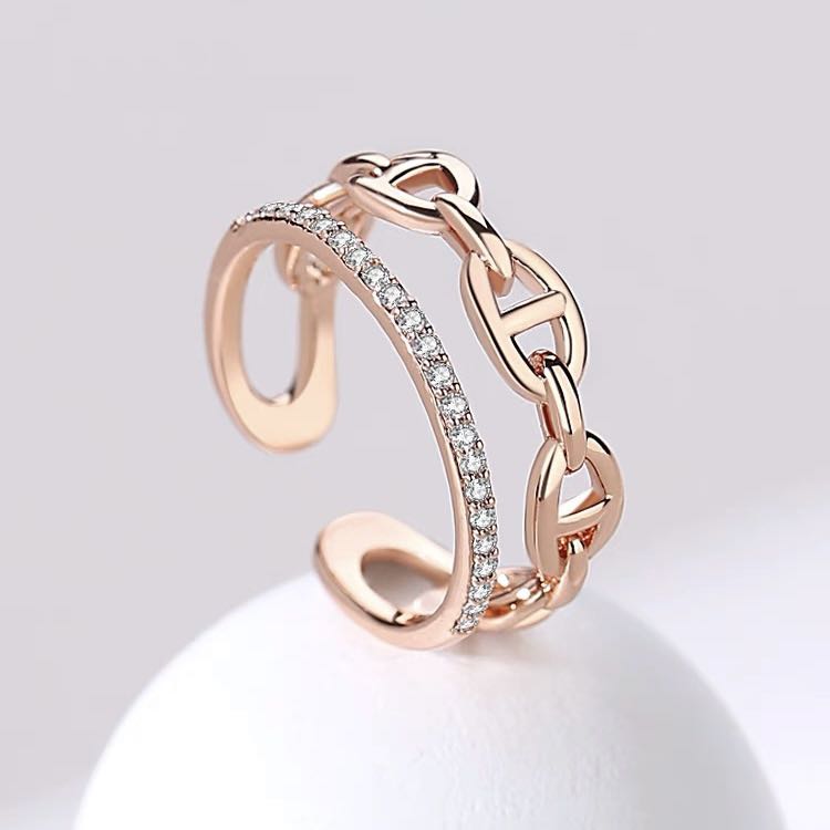 Fiona Jewelry R175#18k Rose Gold Plated Lucky Copper Coin Ring ...