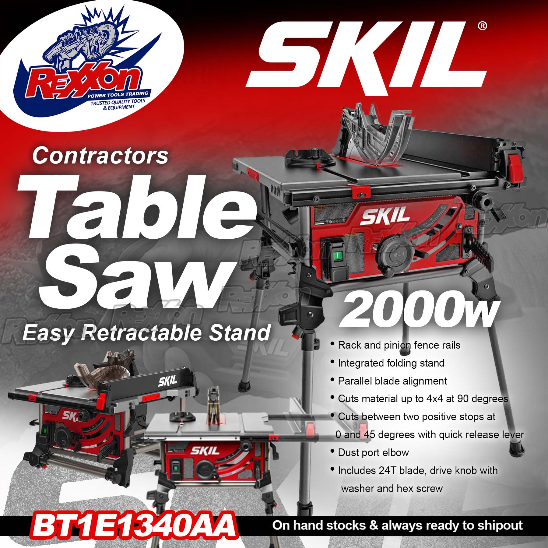 SKIL 2000W Table Saw with Foldable Stands BT1E1340AA Rexxon Power Tools ...