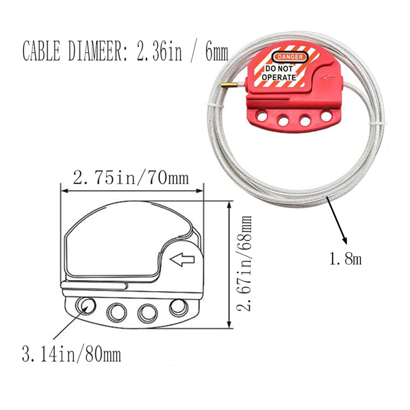 1.8M Lockout Tagout Cable Lock Adjustable Gate Valve Cable Lockout ...