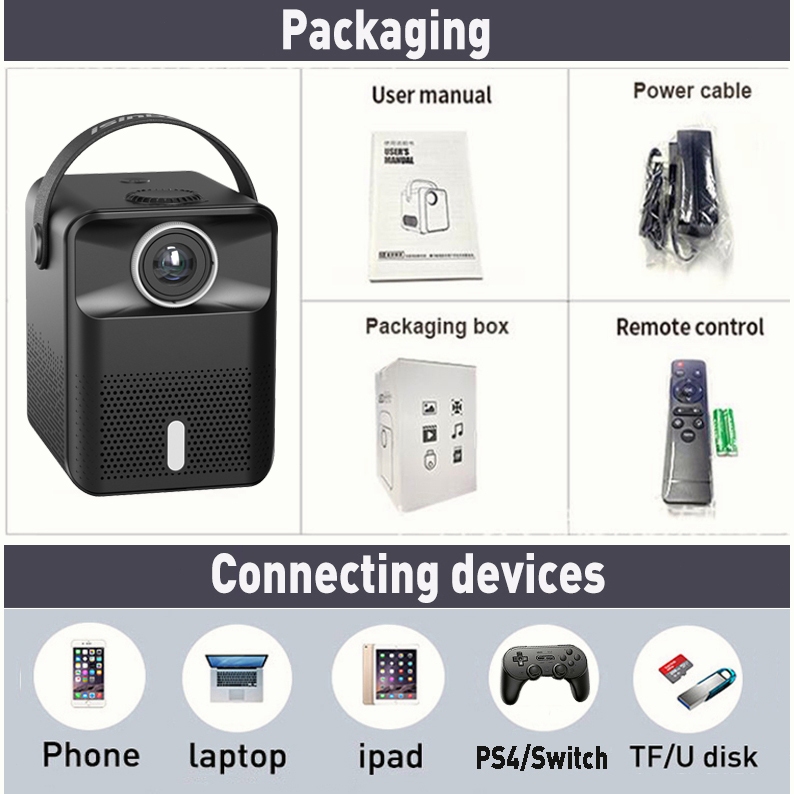 Smart Projector 4K Android OS Home Theater Portable Wireless Bluetooth ...