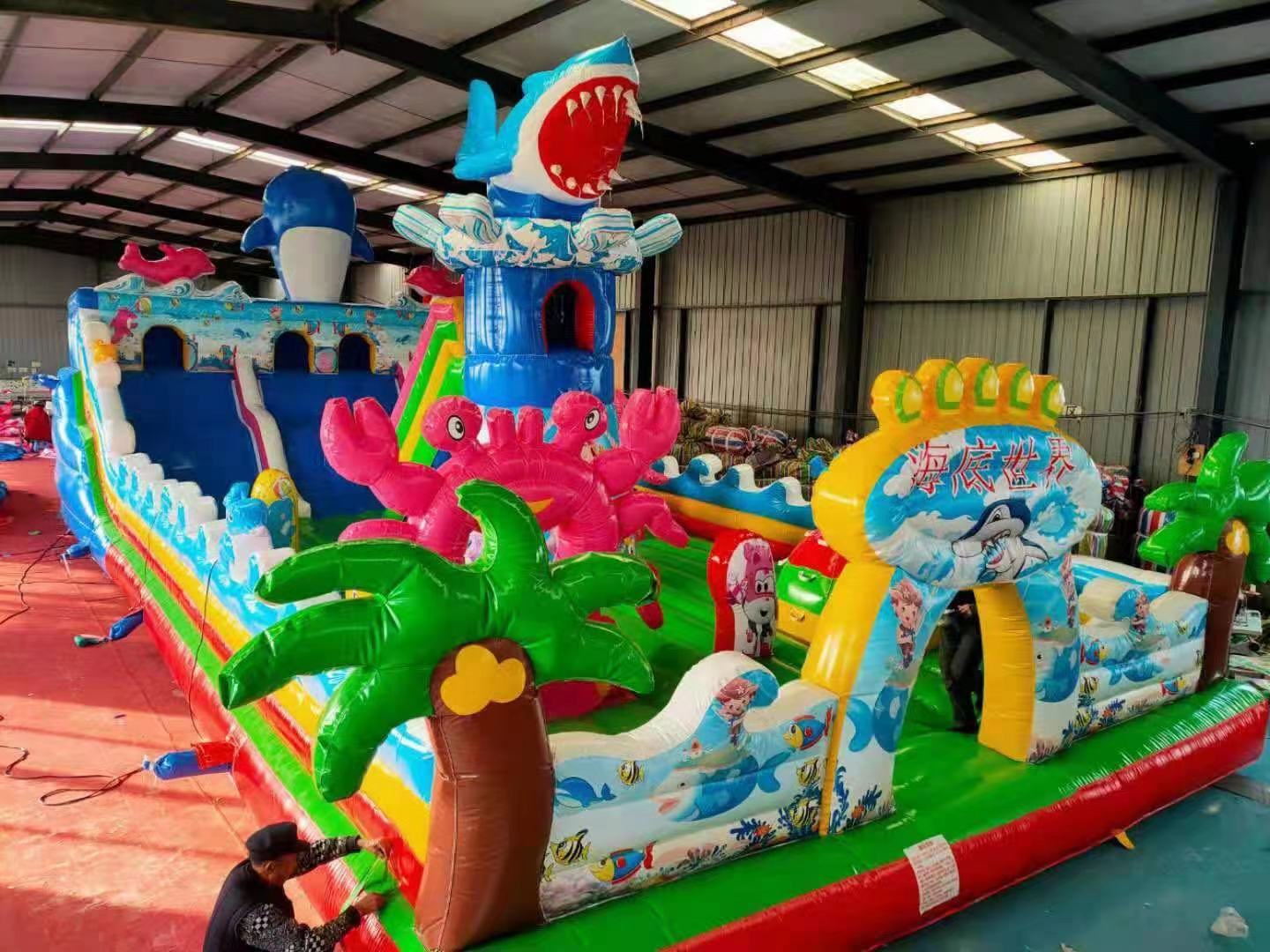 Inflatable castle outdoor large outdoor square trampoline stall air ...