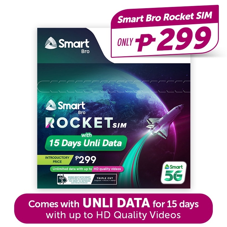 NuanaS7v SMART Bro Rocket SIM 299 with 15 Days Unli Data | Lazada PH