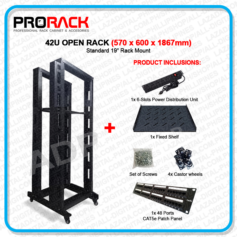 PRORACK 42U (600x600) Open Server Rack (For Self-Assembly - 1 x 6-slot ...