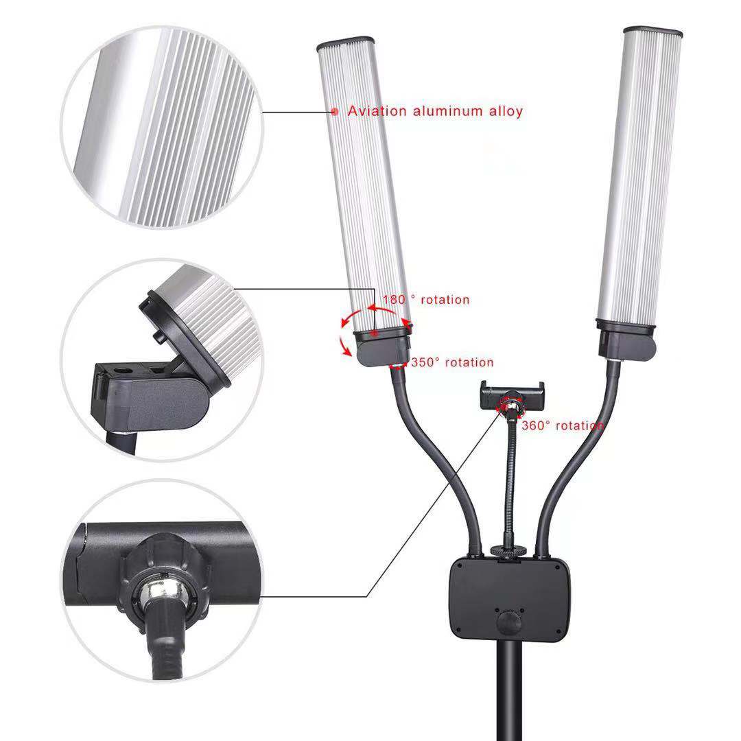 Flexible double-arm LED fill light dimmable beauty LED video light ...
