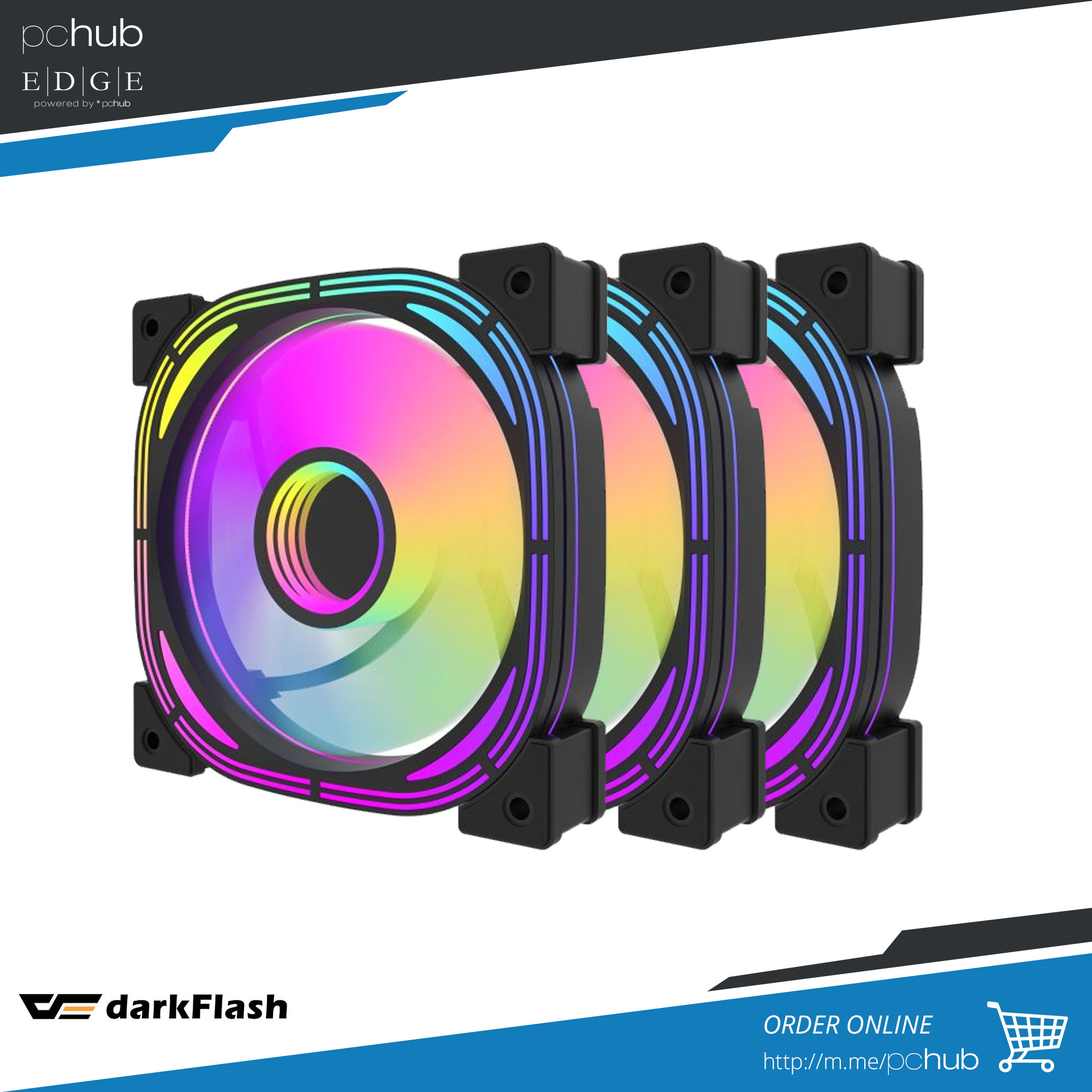 PChub | darkFlash Infinity 24 aRGB black, 3 pack, 120mm, aux fan, 6 pin ...