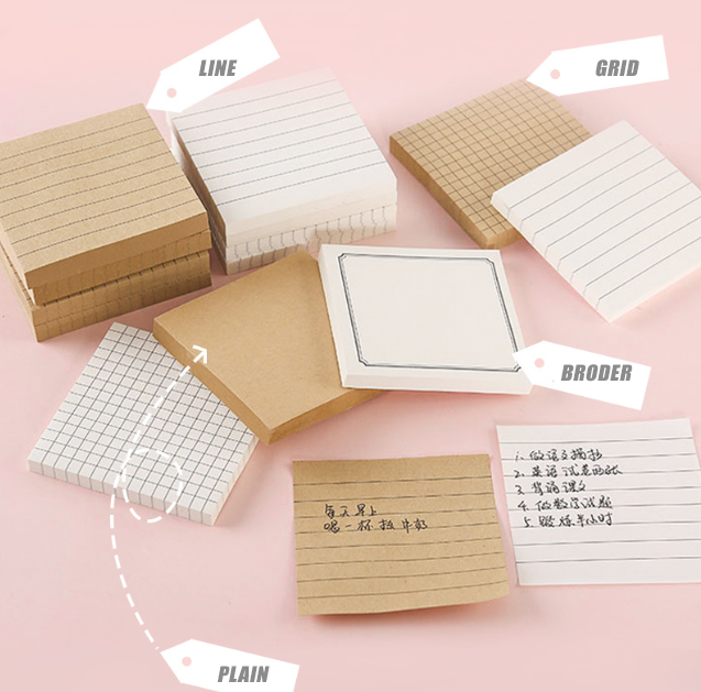 80 SHEETS | Kraft, White Sticky Note Memo Pad Sticky Notes Sticky Memo ...