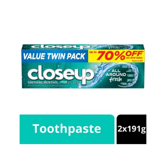 CLOSE UP All Around Fresh Soothing Menthol Toothpaste 2x191g | Lazada PH