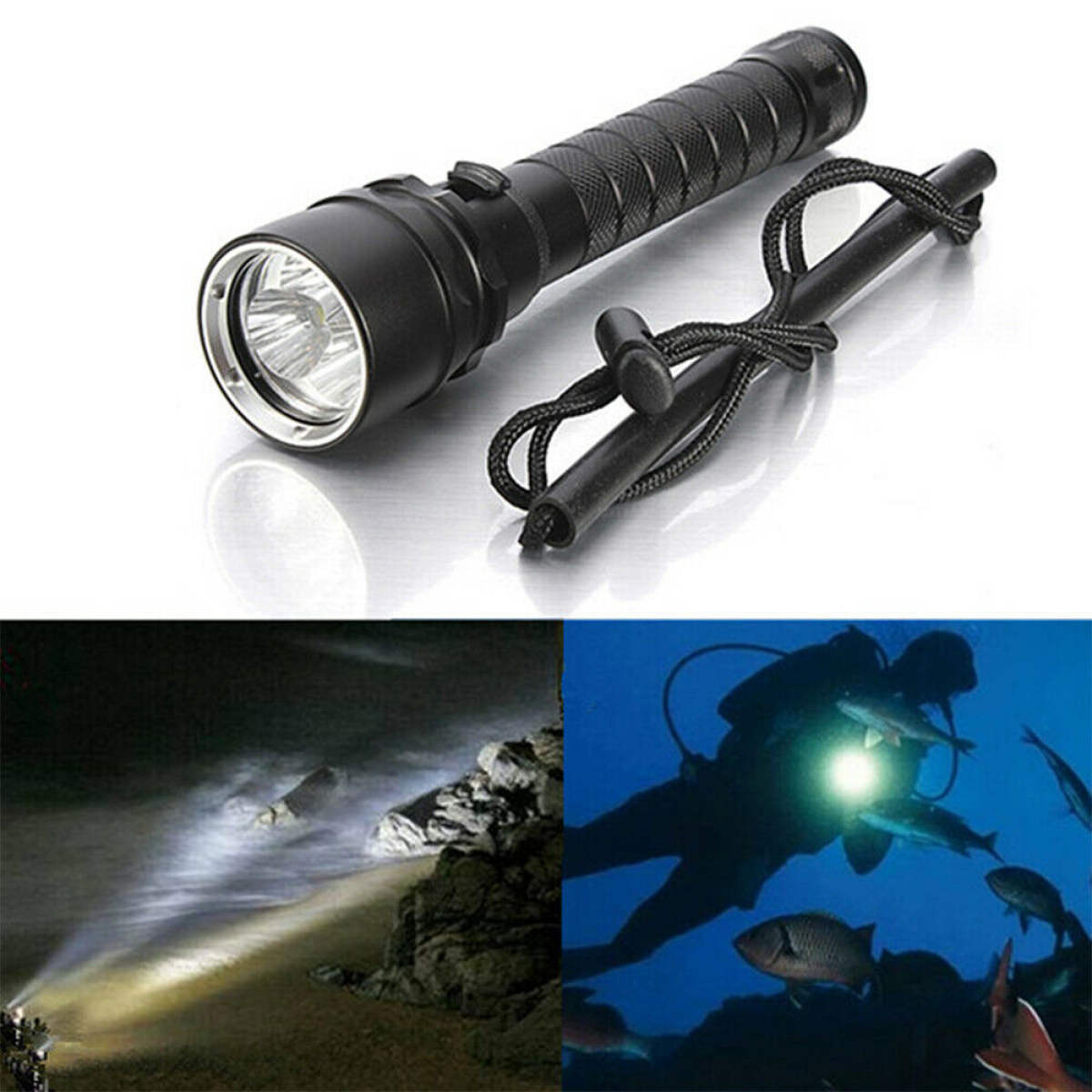 COD+Waterproof Rechargeable Flashlight Scuba Diving Water proof LED ...