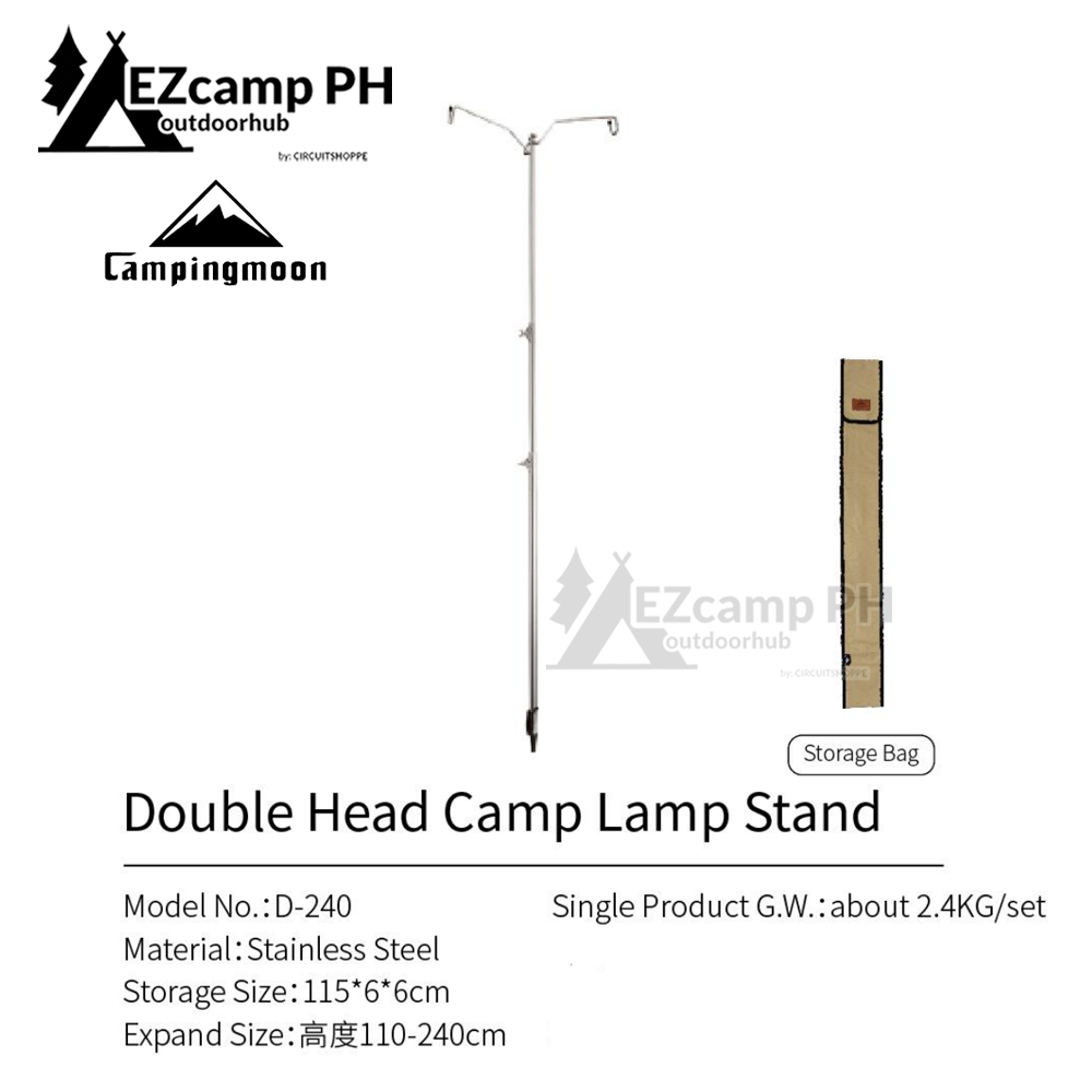 CAMPINGMOON Stainless Steel Dual Lamp Post Outdoor Camping Lantern ...