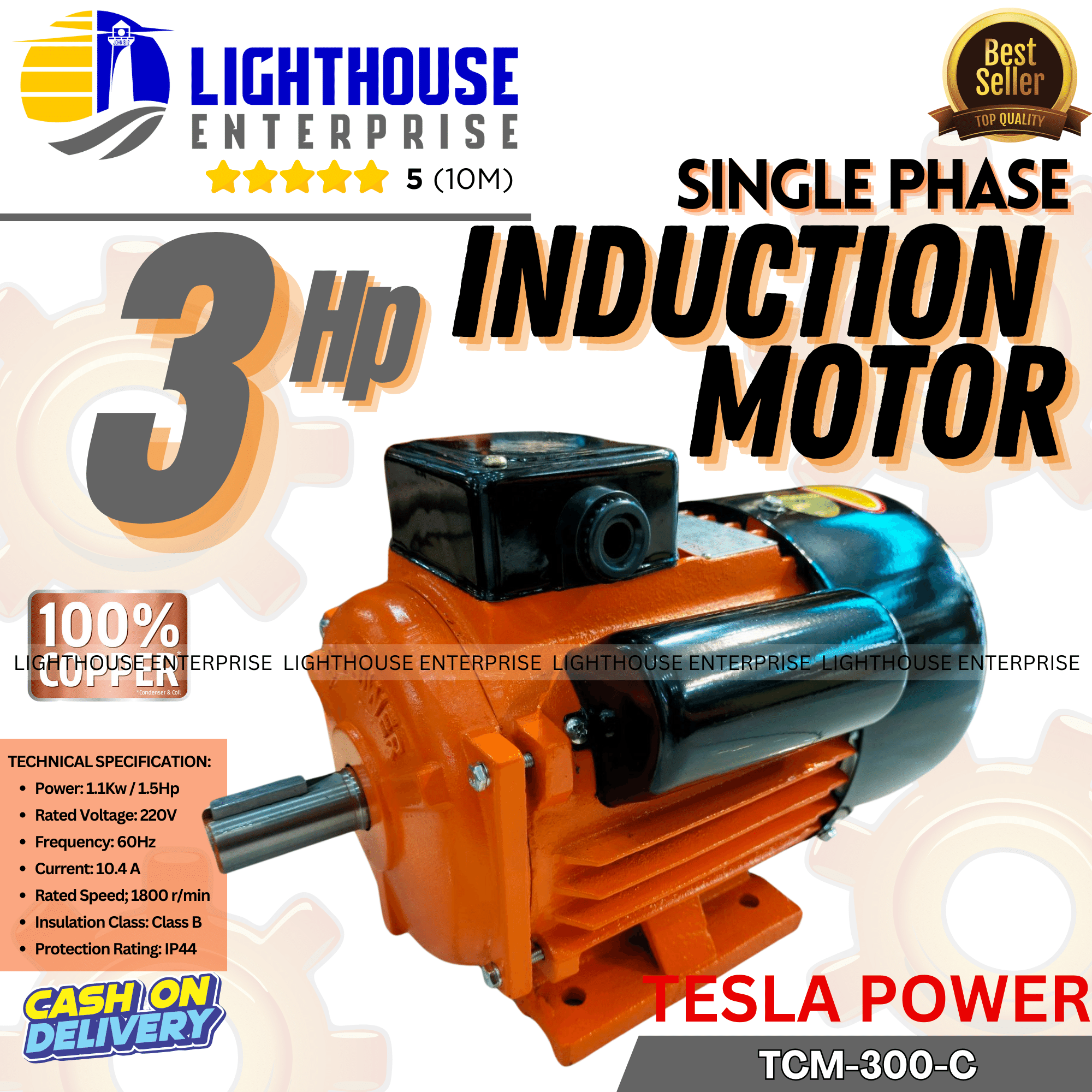 T E S L A POWER Single Phase Copper Electric Motor / Induction Motor ...